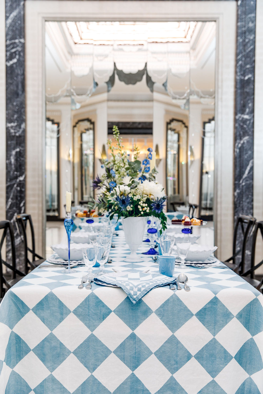 Blue and White Linen Tablecloth Luxury Tablecloth Claridge s
